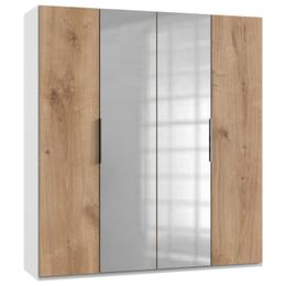 Dreht&uuml;renschrank Level 36A mit Spiegel ca. 200 cm Wei&szlig;/Eiche
