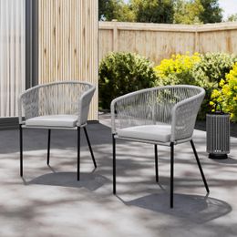 Gartensessel-Set 2-er Set Victor Hellgrau Metall/Textil