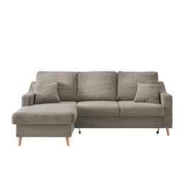 Ecksofa Valentina Graubraun Cord
