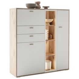 Highboard Santerno Wei&szlig;/Eichefarben