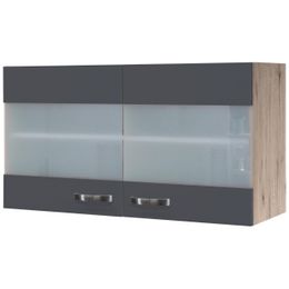 K&uuml;chenoberschrank Shadow ca. 100x54x32 cm Grau/Eiche