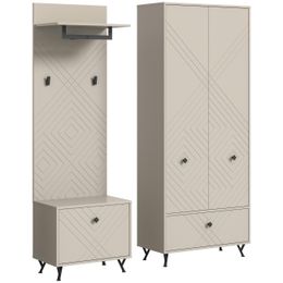 Garderobe Notes 3-tlg. ca. 195x190 cm Sandbeige