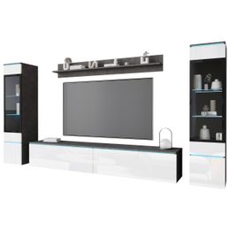 Wohnwand Vera 4-tlg. ca. 240x130 cm Anthrazit/Wei&szlig;