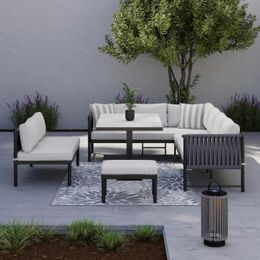 Dining-Loungeset Polly Hellgrau Outdoorstoff/Metall
