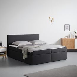 Boxbett Lucy 2 Dunkelgrau ca. 180x200 cm mit Topper