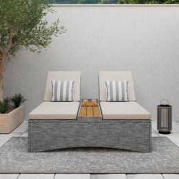 Gartenliege Monero Creme Holz/Metall/Kunststoff