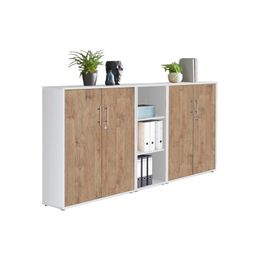 Aktenschrank Office Edition Sw Set 8 Wei&szlig;/Eichefarben