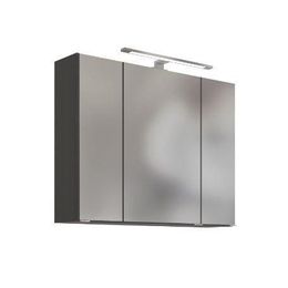 Held Spiegelschrank Arezzo mit LED 3-t&uuml;rig ca. 80x64 cm Grau
