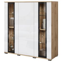 Highboard Caro ca. 120x122 cm Wei&szlig;/Eiche