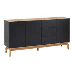 Sideboard Fosco Grau/Eichefarben MDF/Echtholz