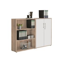 Aktenschrank Office Edition Sw Set 1 niedrig Wei&szlig;/Eiche
