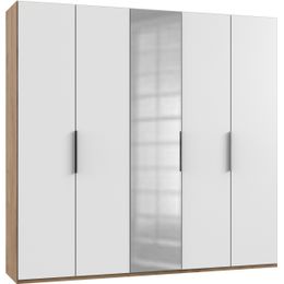 Dreht&uuml;renschrank Level 36A mit Spiegel ca. 250 cm Wei&szlig;/Eiche