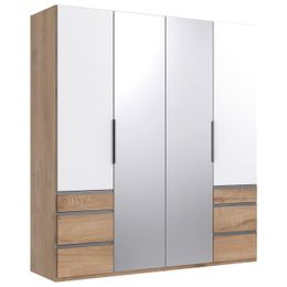Dreht&uuml;renschrank Level 36A mit Spiegel ca. 200 cm Wei&szlig;/Eiche