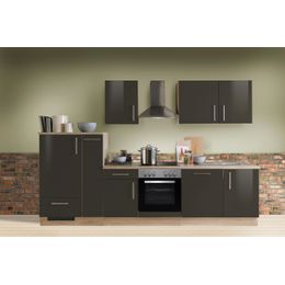 Menke K&uuml;chenblock Premium Dunkelbraun/Eiche ca. 300 cm