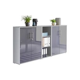 Aktenschrank Office Edition Sw Anthrazit Hochglanz/Grau