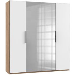 Dreht&uuml;renschrank Level 36A mit Spiegel ca. 200 cm Wei&szlig;/Eiche