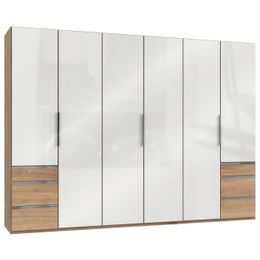 Dreht&uuml;renschrank Level 36D mit Laden ca. 300 cm Wei&szlig;/Eiche