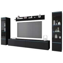 Wohnwand Vera 4-tlg. ca. 240x130 cm Schwarz