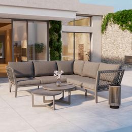 Loungegarnitur Malou Grau Outdoorstoff/Metall +Abdeckung