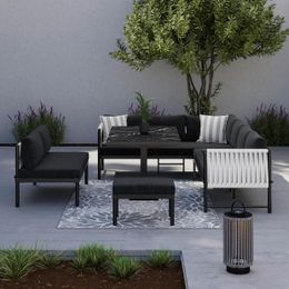 Dining-Loungeset Polly Schwarz Outdoorstoff/Metall