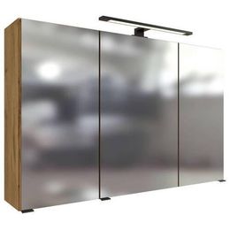 Held Spiegelschrank Manchester mit LED 3-t&uuml;rig ca.100x64 cm Eiche