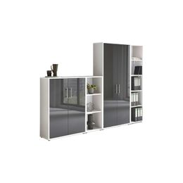 Aktenschrank Office Edition Sw Set 4 Wei&szlig;/Anthrazit