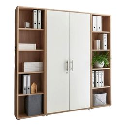 Aktenschrank Office Edition Sw Set 3 hoch Wei&szlig;/Sonoma Eiche