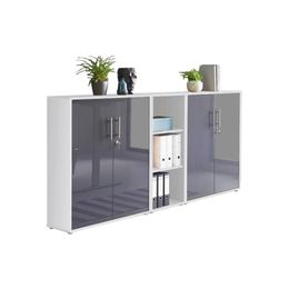 Aktenschrank Office Edition Sw Set 8 Wei&szlig;/Anthrazit