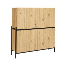 Highboard Jasmina Schwarz/Eichefarben MDF/Metall