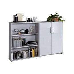 Aktenschrank Office Edition Sw Set 1 niedrig Grau/Wei&szlig;