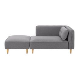 Sofa Fanny Dunkelgrau Leinenoptik mit Hocker