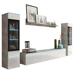 Wohnwand Vera 4-tlg. ca. 240x130 cm Grau/Wei&szlig;