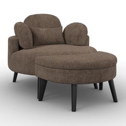 Sessel Bianca mit Hocker Chenille Braun