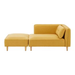 Sofa Fanny Gelb Leinenoptik mit Hocker