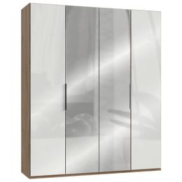 Dreht&uuml;renschrank Level 36D mit Spiegel ca. 200 cm Wei&szlig;/Eiche