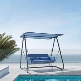 Hollywoodschaukel Ilva Blu Blau Outdoorstoff/Metall