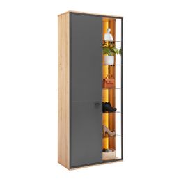 Garderobenschrank Florenz Grau/Eiche Artisan