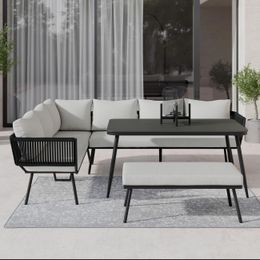 Dining-Loungeset Camea Grau Outdoorstoff/Metall/Polywood