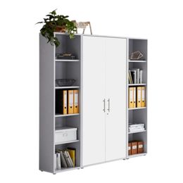 Aktenschrank Office Edition Sw Set 3 hoch Grau/Wei&szlig;