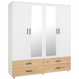 Kleiderschrank in Wei&szlig;/Eichefarben