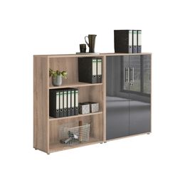Aktenschrank Office Edition Sw Set 1 niedrig Eiche/Anthrazit