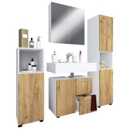Badezimmer Flandu 4-tlg. ca. 123 cm Honigeiche/Wei&szlig;