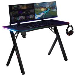 Gamingtisch XR Lumio ca. 110x55x75 cm Schwarz mit LED