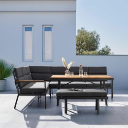 Dining-Loungeset Eleonora Dunkelgrau Metall/Outdoorstoff