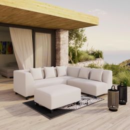 Loungegarnitur Andonia Hellgr. Outdoorstoff/Metall +Abdeckung