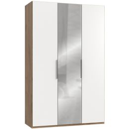 Dreht&uuml;renschrank Level 36A mit Spiegel ca. 150 cm Wei&szlig;/Eiche