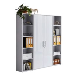Aktenschrank Office Edition Sw Set 3 hoch Grau/Wei&szlig;