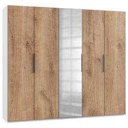 Dreht&uuml;renschrank Level 36A mit Spiegel ca. 250 cm Eiche/Wei&szlig;