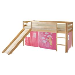 Spielbett 'Manuel',aus Kiefer, kieferfarben/pink