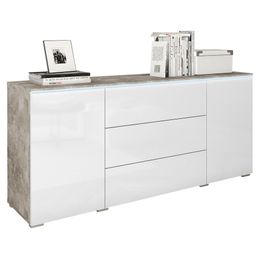 Sideboard Vera mit LED ca. 150 cm Wei&szlig; Hochgl./Grau
